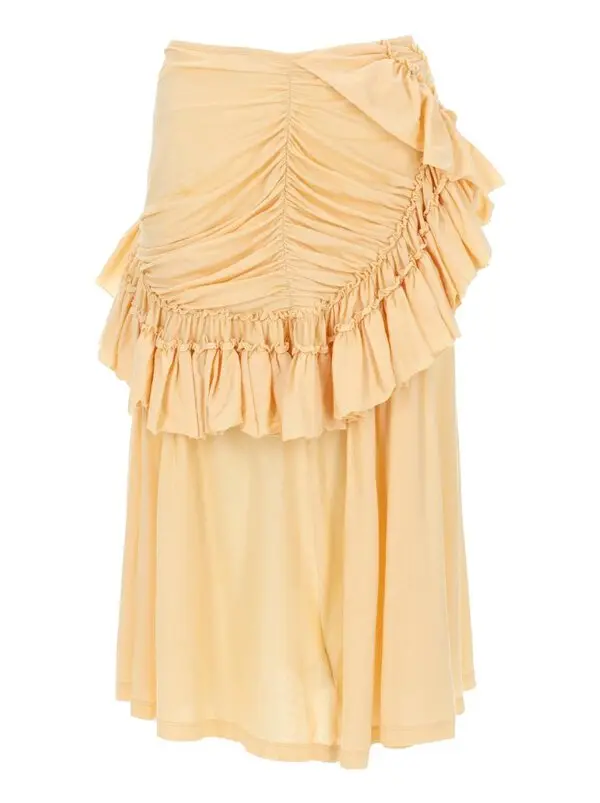 Dries Van Noten Drapped Skirt With Ruffles - Yellow