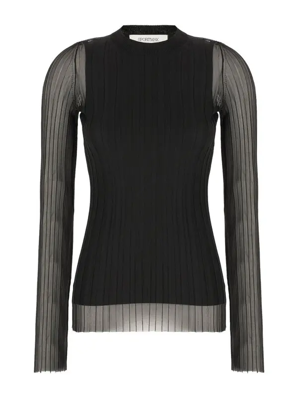 Sportmax Ribbed Sheer Sleeve Top - Multicolor