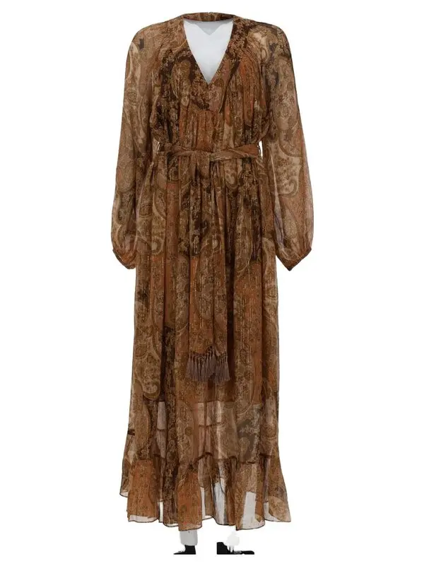 Zimmermann Paisley Print Belted Dress - Cream