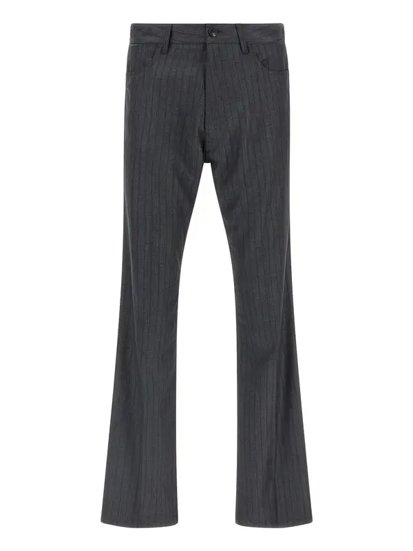 Balenciaga Pinstripe Wool Trousers - Gray