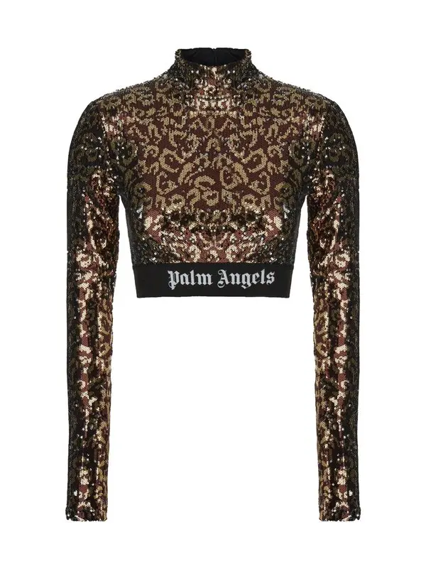 Palm Angels Sequined Cropped Top - Multicolor