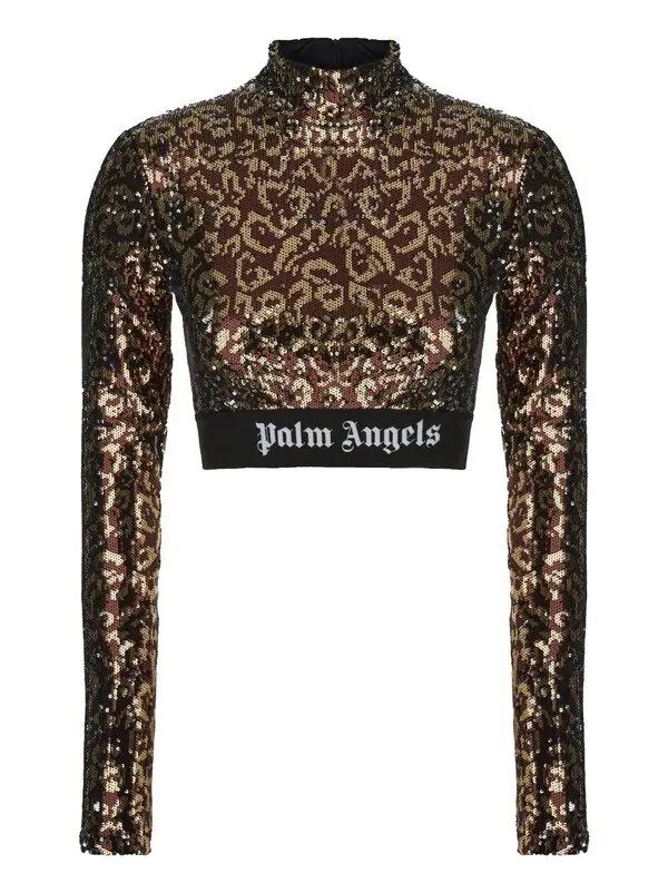 Palm Angels Sequined Cropped Top - Multicolor