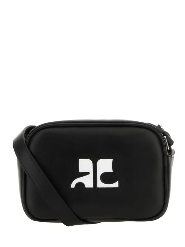 COURREGES Leather Reedition Shoulder Bag - Black