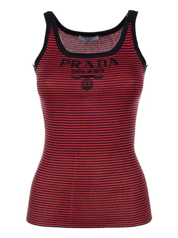 Prada Ribbed Striped Tank Top - Multicolor