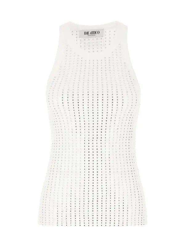 Attico Ribbed Embellished Tank Top - Multicolor