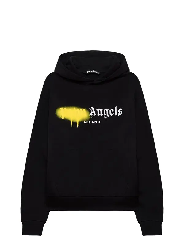 Palm Angels Spray Milan Hooded Sweatshirt - Black