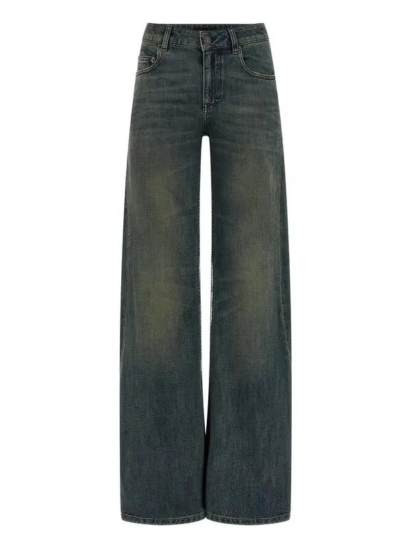 Balenciaga Wide Leg Jeans With Sinuous Stitching - Blue