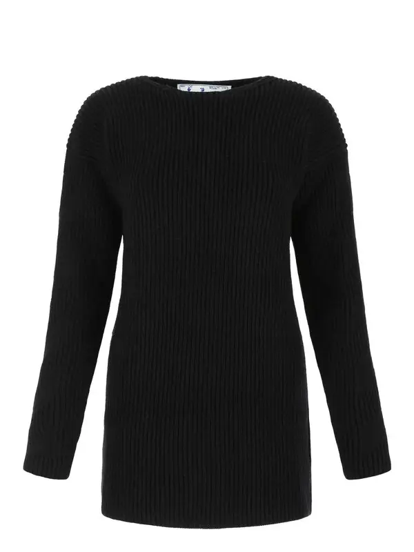 Off-White Ribbed Wool Sweater - Black