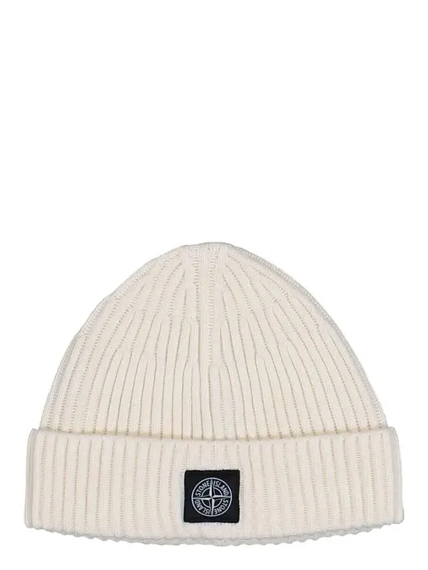 Stone Island Full Rib Rws Wool Beanie - White