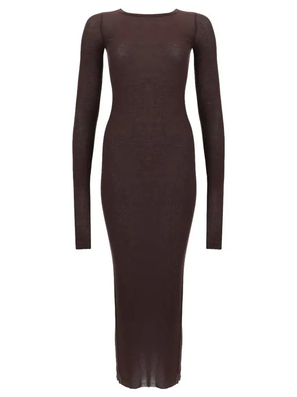 Rick Owens Long-sleeved Midi Dress - Brown