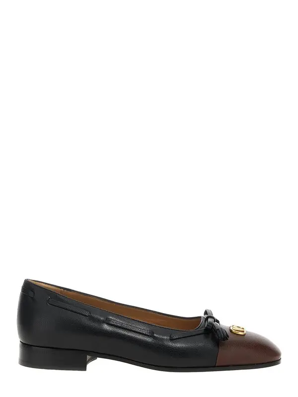 Valentino Garavani Valet Du Roi" Two-tone Leather Ballet Flats - Multicolor
