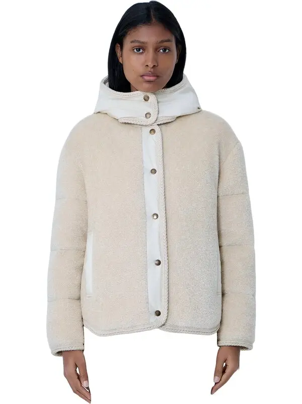 Moncler Ciboulette Short Padded Down Jacket With High Collar - White