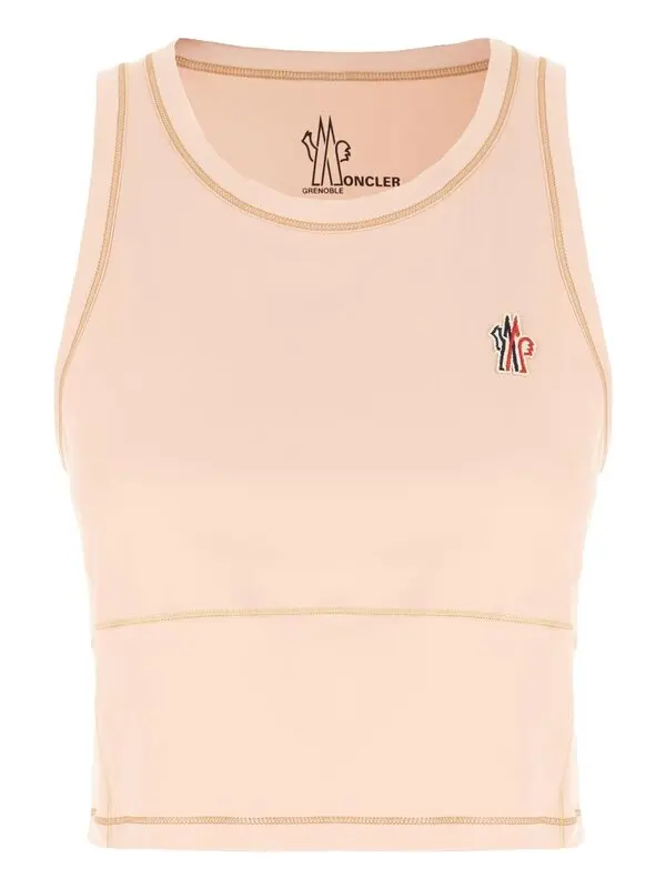 Moncler Cropped Tank Top With Logo Detail - Multicolor