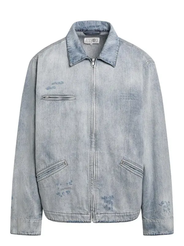 MAISON MARGIELA Washed Zip-up Denim Jacket - Blue