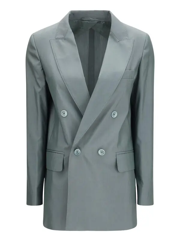 Max Mara Mxmalbata Blazer In Wool And Silk - Green