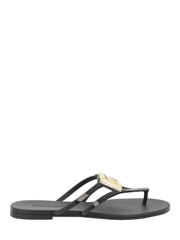 Dolce & Gabbana Logo Embellished Slides - Black