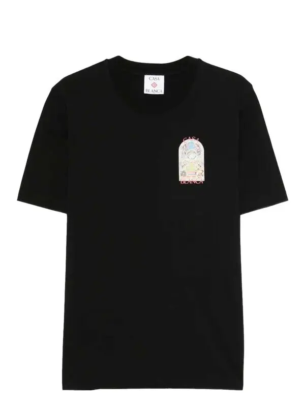 Casablanca Tennis Landscape T-shirt With Graphic Print - Black