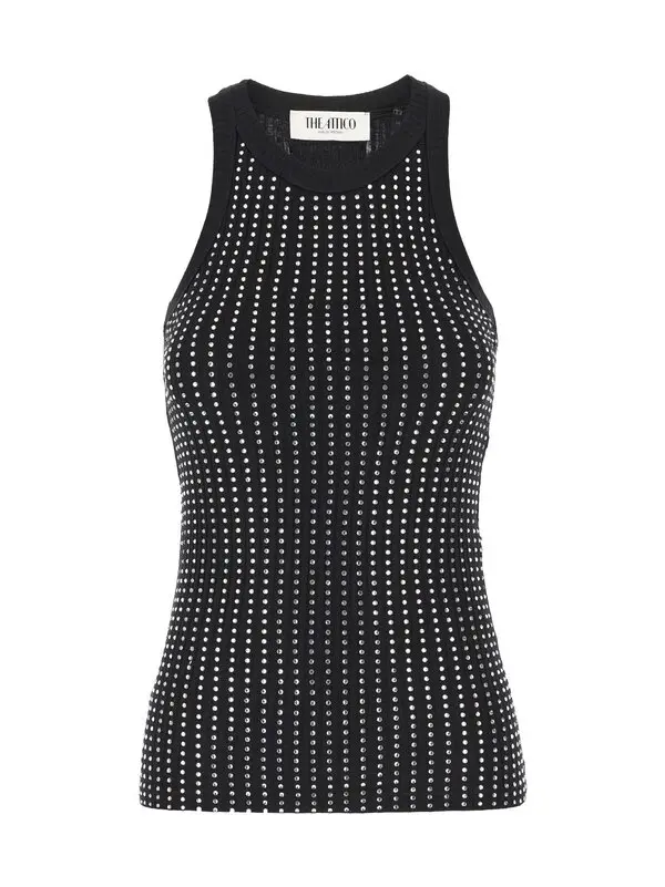 Attico Embellished Ribbed Tank Top - Multicolor