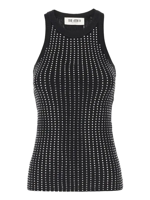 Attico Embellished Ribbed Tank Top - Multicolor