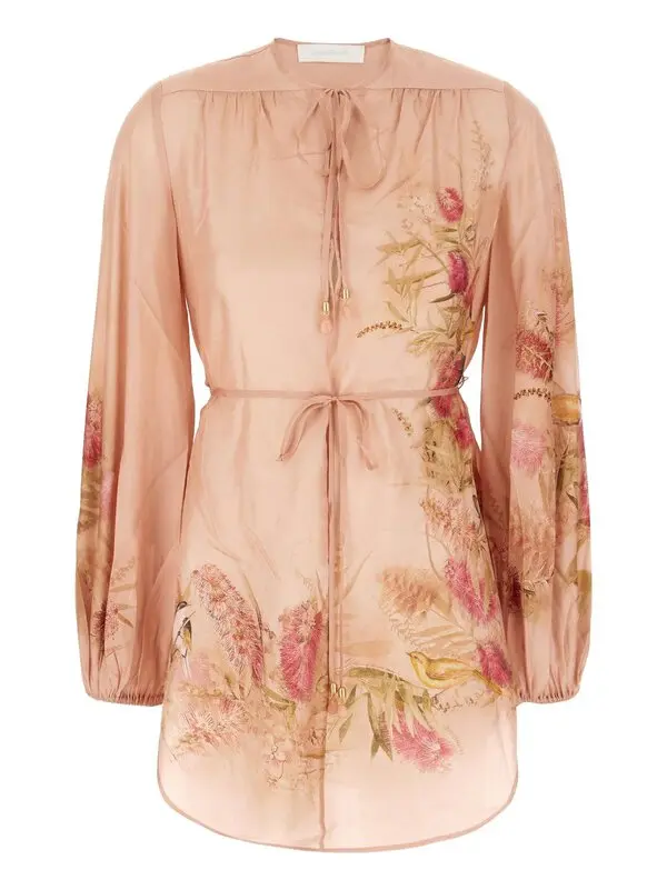 Zimmermann Printed Shirt With Tie Detail - Multicolor