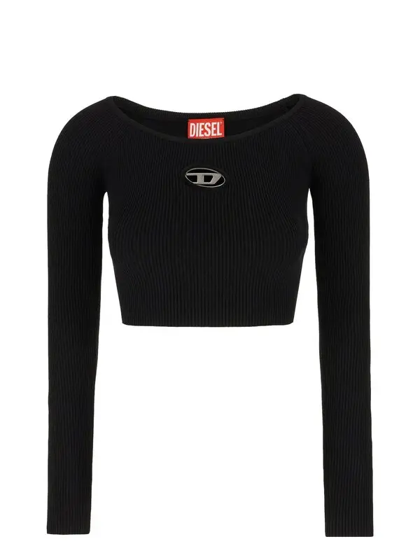 DIESEL® Ribbed Cropped Top With Logo Detail - Multicolor