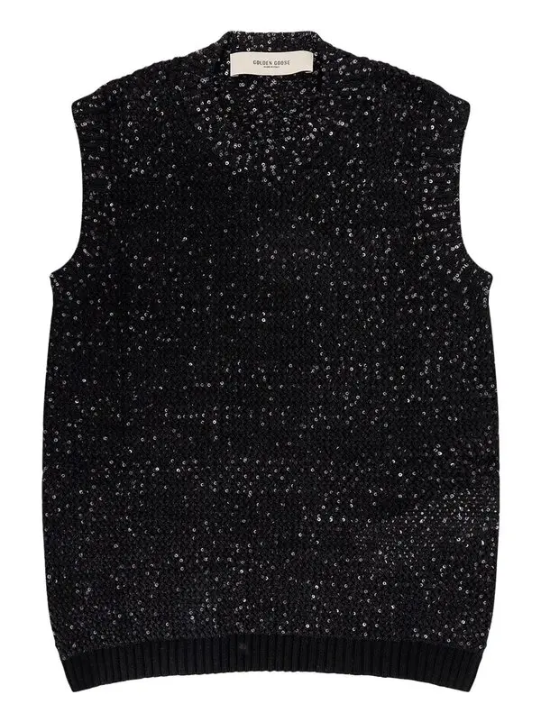 GOLDEN GOOSE Sleeveless Sweater With Sequins - Black