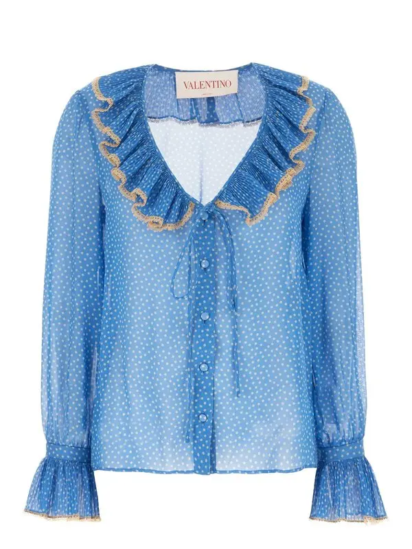 Valentino Garavani Polka Dot Blouse With Ruffle Detail - Multicolor
