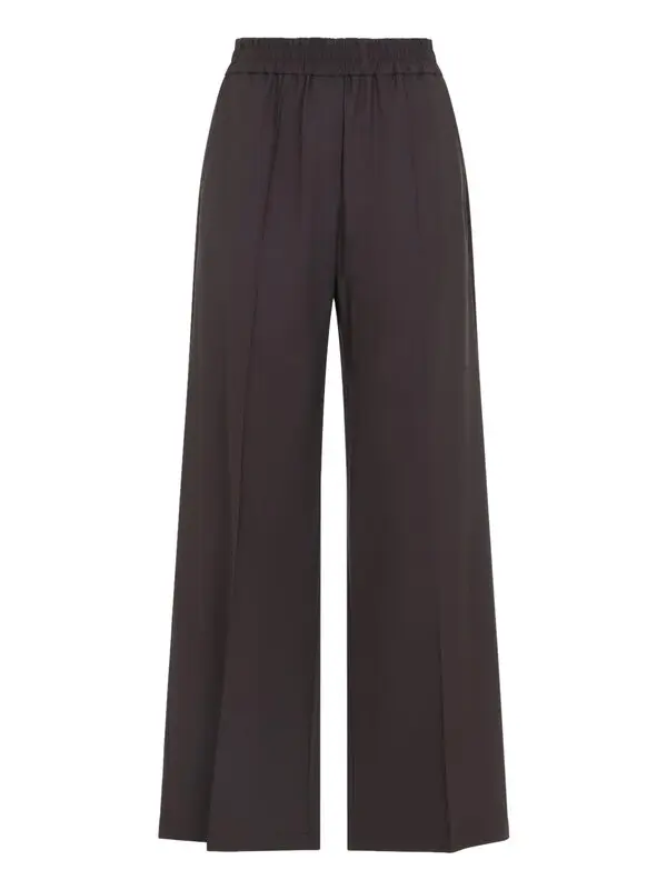 Brunello Cucinelli Wide Leg Stretch Virgin Wool Pants - Brown
