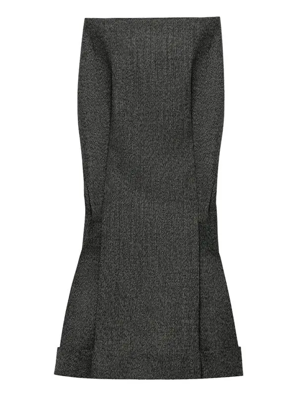 Prada Wool Weave Midi Skirt With Pleat Detailing - Gray