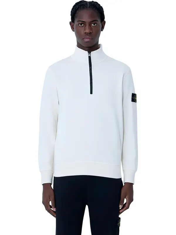 Stone Island Cotton Knit Zip-up Sweater With Compass Patch - Multicolor