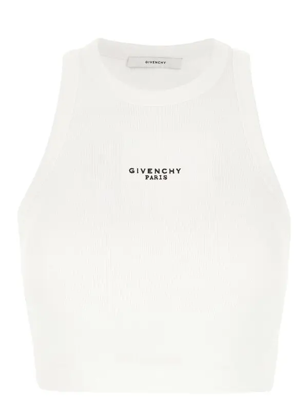 Givenchy Ribbed Cropped Tank Top With Logo Detail - Multicolor