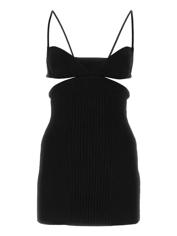 Off-White Viscose Blend Mini Dress - Black