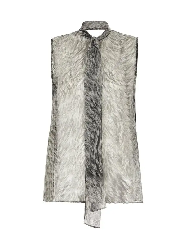 Dolce & Gabbana Printed Sleeveless Top With Tie Detail - Multicolor