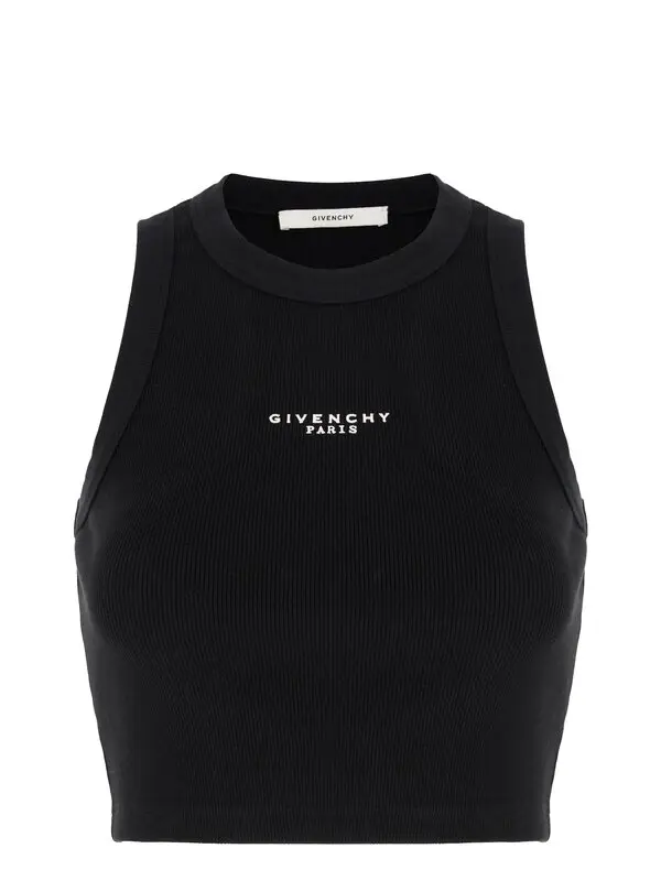 Givenchy Ribbed Cropped Top With Logo - Multicolor