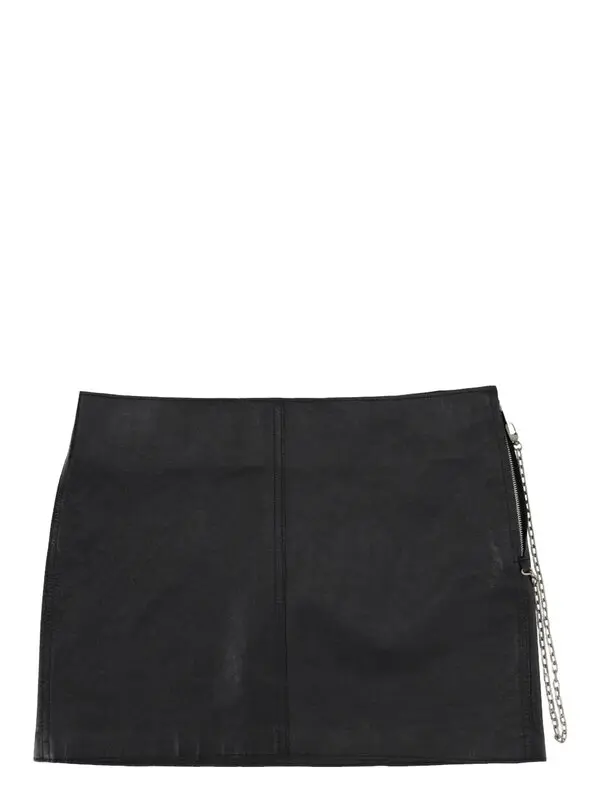 Alexander Wang Leather Mini Skirt With Chain Detail - Black
