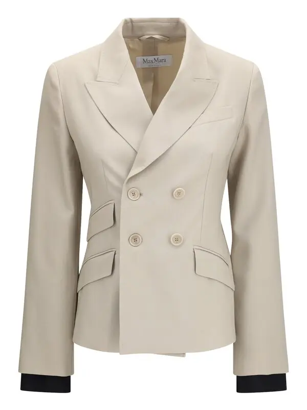 Max Mara Wool, Mohair, And Silk Double-breasted Blazer - Cream