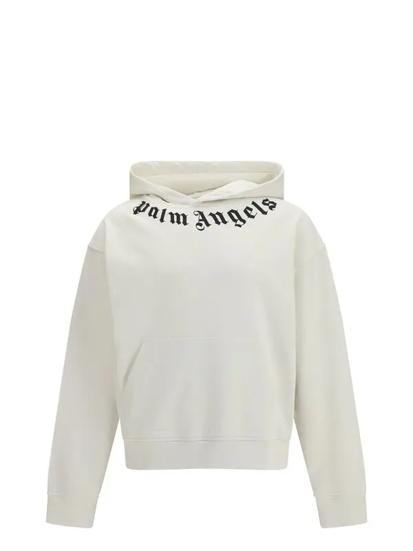 Palm Angels Neck Logo Hoodie - White
