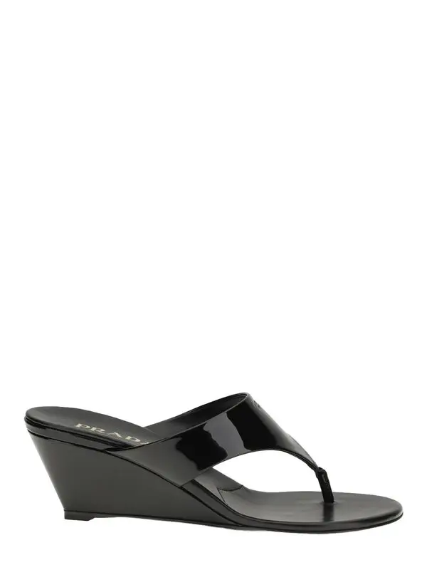 Prada Wedge Heeled Sandals - Black