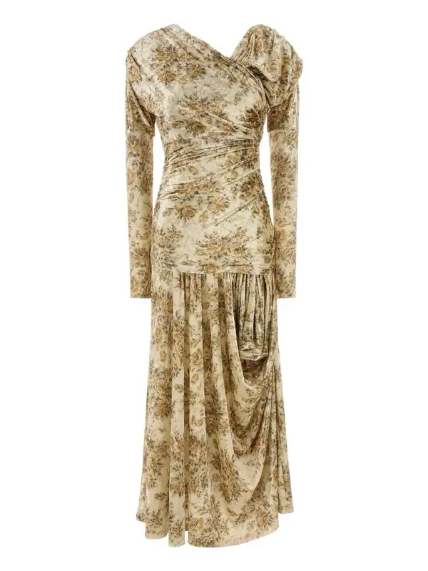 GANNI Printed Velvet Dress - Multicolor