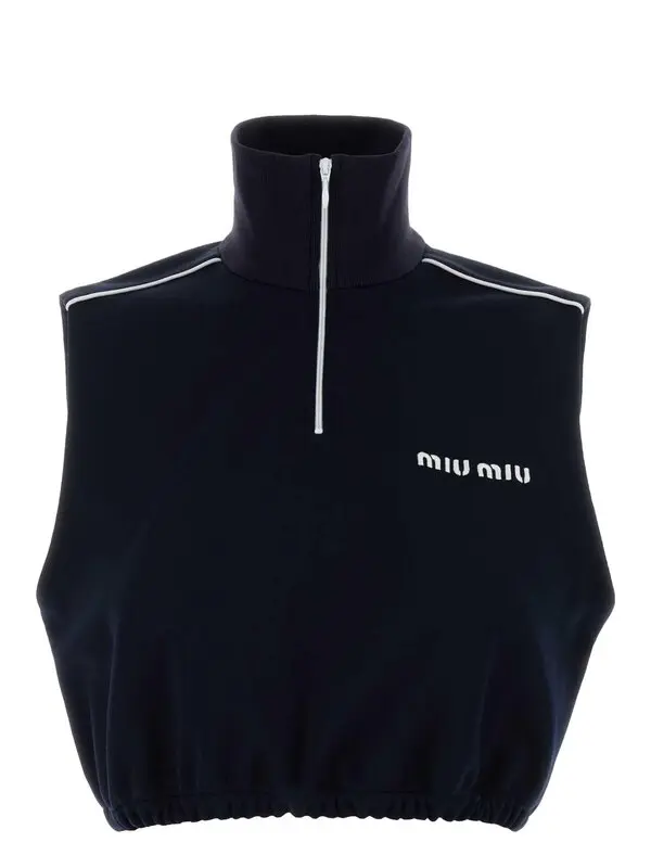 Miu Miu Cropped Zip-up Top - Blue