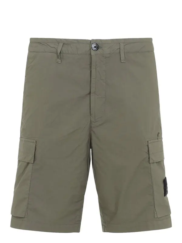 Stone Island Cotton Cargo Shorts - Green
