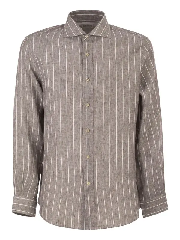 Brunello Cucinelli Easy Fit Striped Linen Shirt - Multicolor