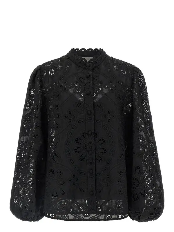 Zimmermann Rhiannon Embroidered Cotton Shirt - Black