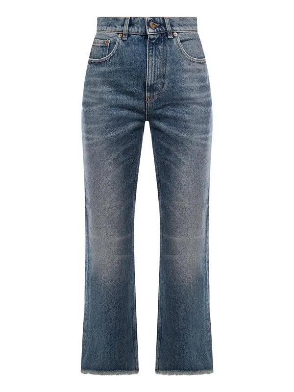GOLDEN GOOSE Cropped Flare Jeans With Back Logo Patch - Multicolor