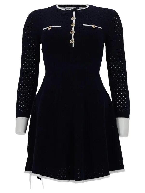 SELF-PORTRAIT Knit Bow Detail Mini Dress - Blue