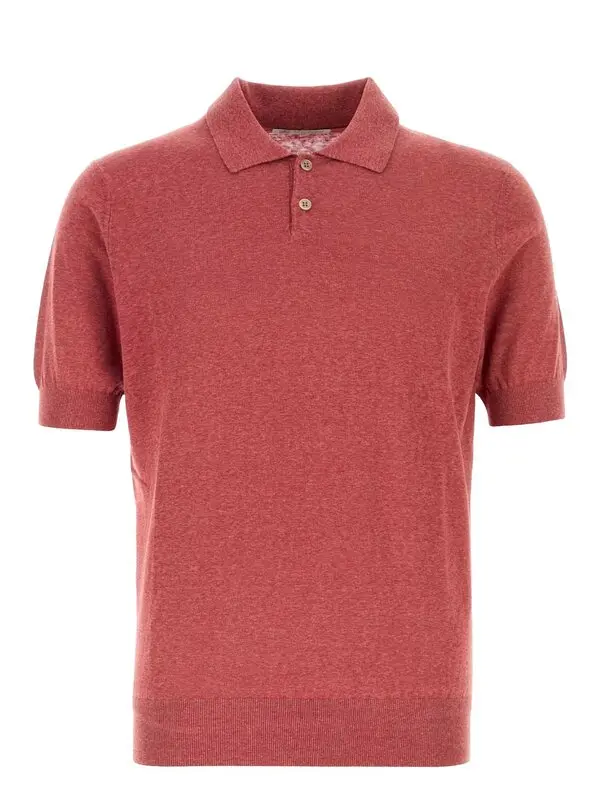 Brunello Cucinelli Fuchsia Linen Blend Polo Shirt - Pink