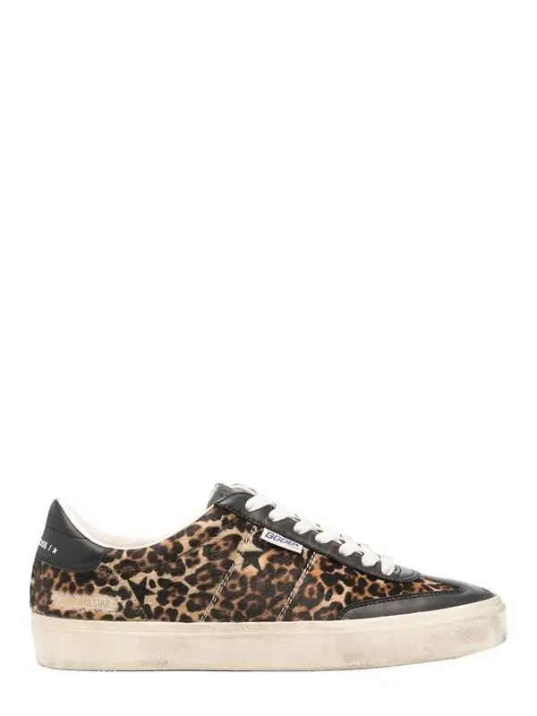 GOLDEN GOOSE Soul Star Leather Sneakers With Leopard Print - Multicolor
