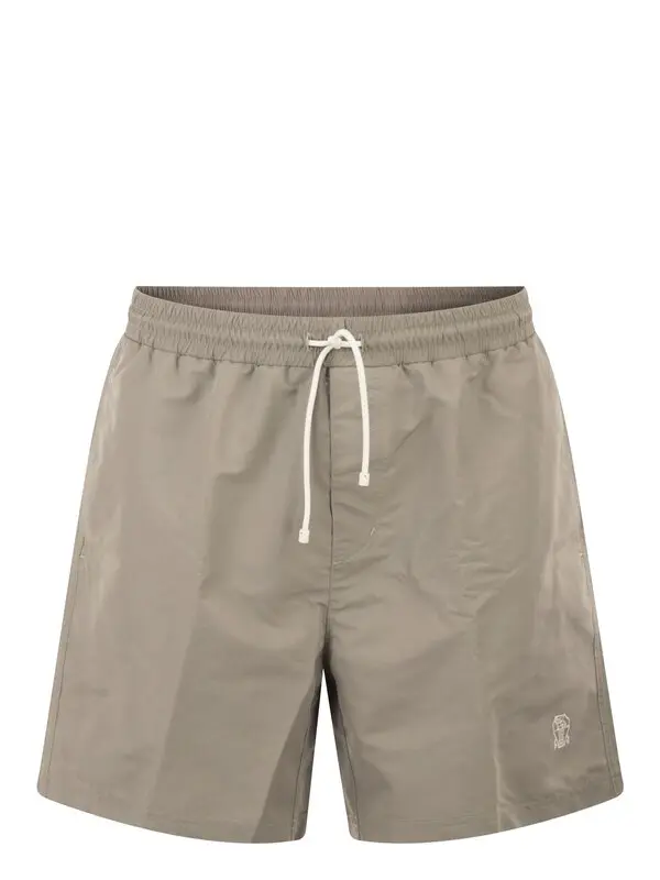 Brunello Cucinelli Elasticated Waist Swim Shorts With Drawstring - Yellow