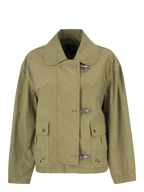 FAY Cropped Technical Cotton Jacket With Signature Hook Fastening - Multicolor