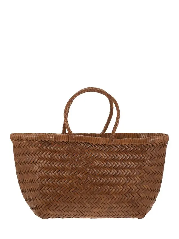 Dragon Diffusion Small Woven Leather Tote - Brown